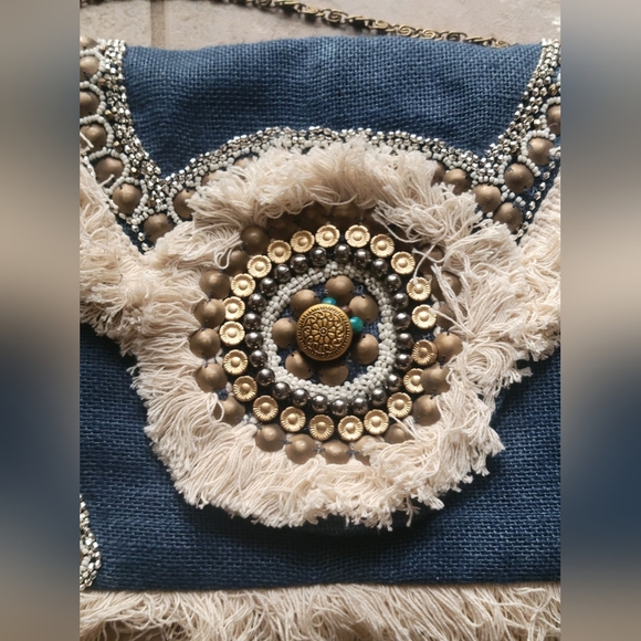 indigo moon | Bags | Nwt Moon Indigo Shiela Fringe Envelope Bag ...